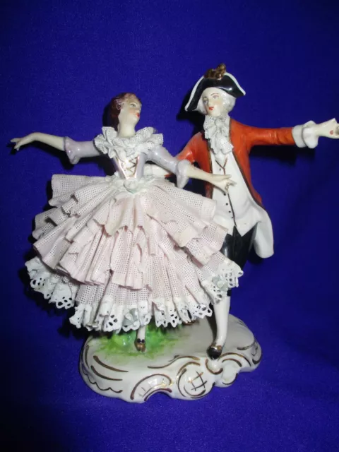 GERMAN DRESDEN PORCELAIN Figurine Lace Dancing Couple £32.00 - PicClick UK GERMAN DRESDEN PORCELAIN Figurine Lace Dancing Couple £32.00 - PicClick UK