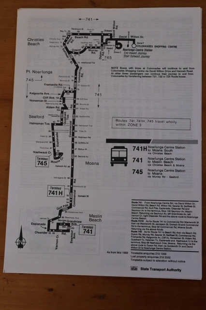 THREE STATE TRANSPORT Authority Adelaide bus timetables routes 741, 742 ...