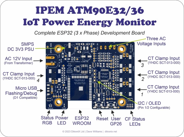 IPEM ESP32E ATM90E32 IoT Power Energy Monitor Board Home Automation 1-3 ...