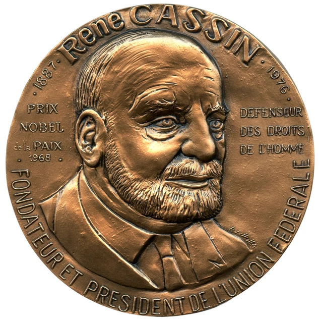PRIX NOBEL PEACE Du Juriste Judaica Rene Cassin Juwish 1968 Médaille De ...