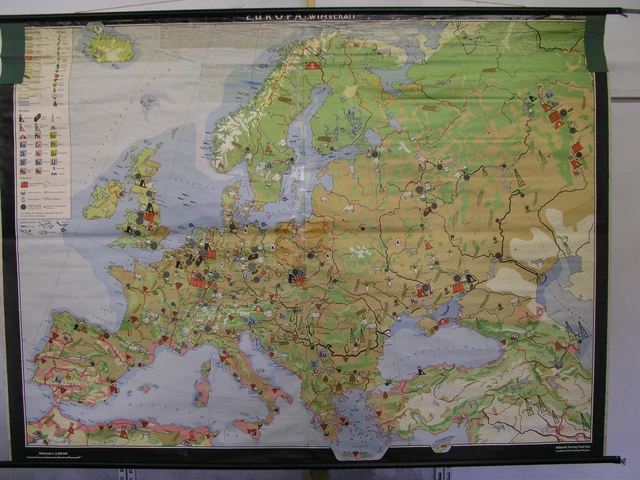 SCHOOL WALL MAP wall map Europe economy Europe economy map 221x161 cm £ ...