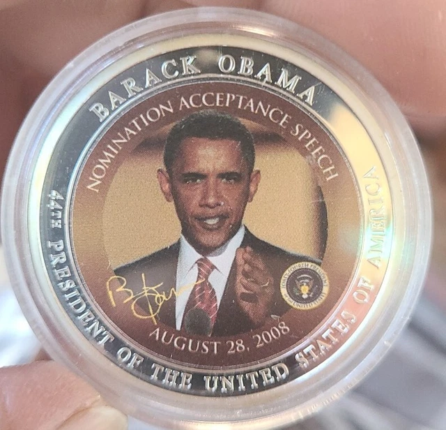 LIFE OF BARACK Obama In Color Speech Commemorative Silver Proof Coin ...