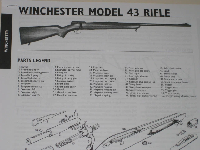 WINCHESTER MODEL 43 Rifle Exploded View £6.27 - PicClick UK