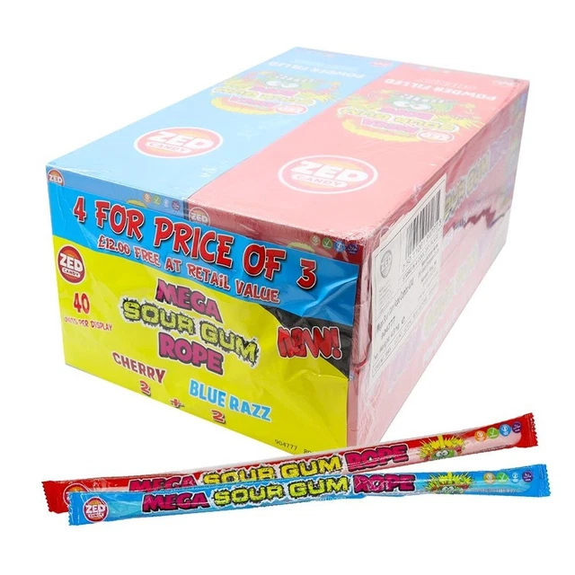 ZED CANDY CHERRY Mega Sour Gum Rope One Supplied £2.90 - PicClick UK