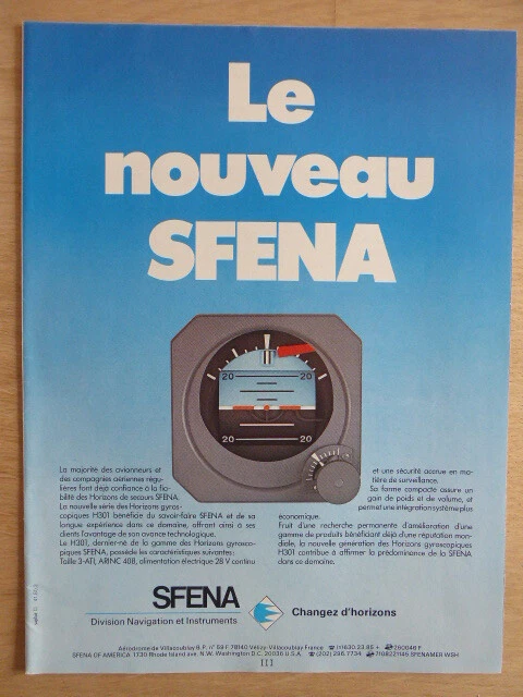 8/1980 PUB SFENA Velizy H301 Case-Contained Gyro Horizon Original ...