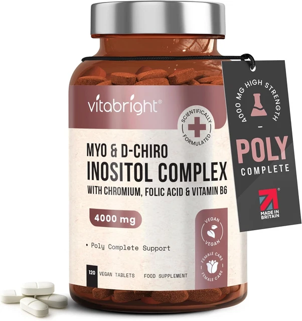 MYO-INOSITOL D-CHIRO-INOSITOL TABLETS 4000mg 120 Chewable Hormone ...