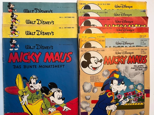 MICKY MAUS KONVOLUT 11 Hefte – 4 x Reprint 1951, + Einzelhefte 1980 ...