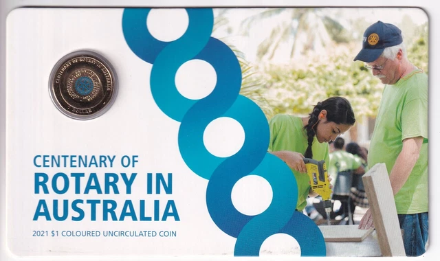 AUSTRALIAN: 2021 $1 Centenary Of Rotary In Australian Coloured Coin On ...