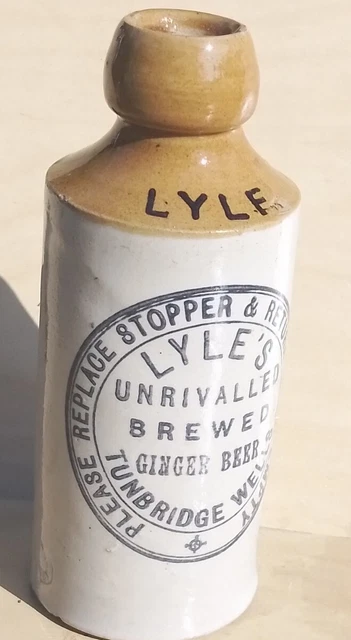 VINTAGE OLD ANTIQUE Pottery Ginger Beer Bottle Lyle,s Lyle Tunbridge ...