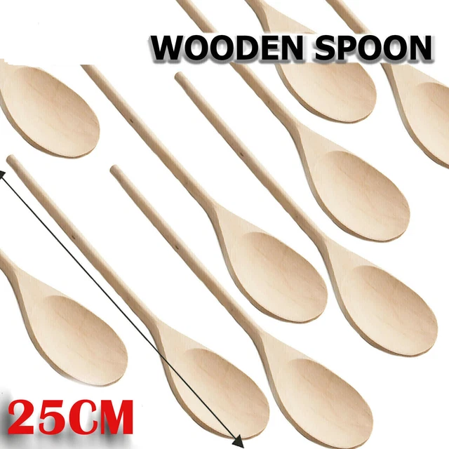 WOODEN SPOON BEECH 25cm Beechwood Cooking Mixing Catering Baking ...