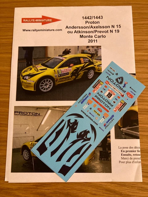 DECALS 1/43 PROTON Satria Atkinson Rallye Monte Carlo 2011 Rally ...