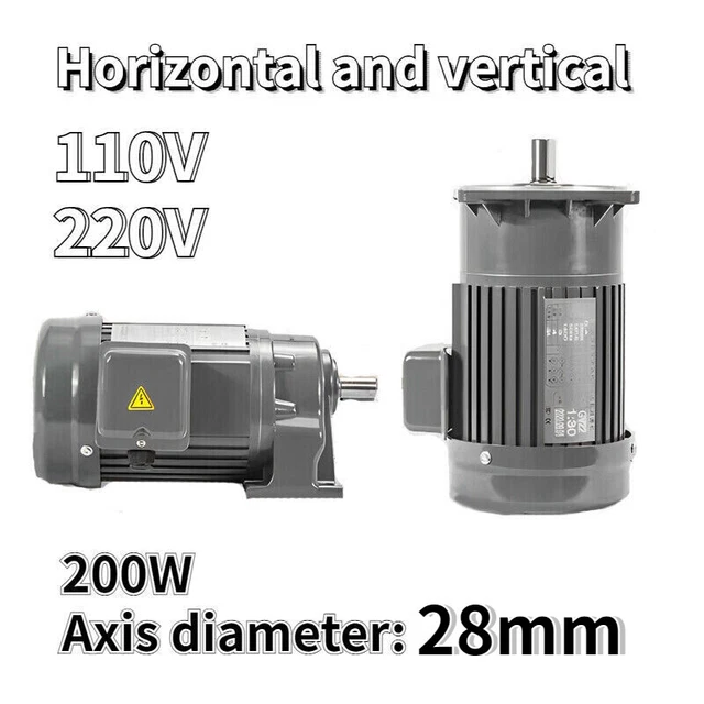 200W ELECTRIC GEAR Motor Variable Single Phase Speed Reduction 28mm ...