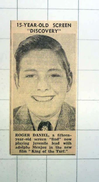 1939 ROGER DANIEL 15-year-old Screen Find King Of The Turf £5.00 ...