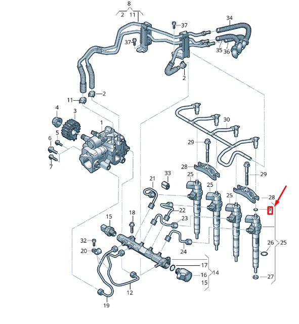 VW TRANSPORTER VI T6 joint torique pour injecteur de carburant ...
