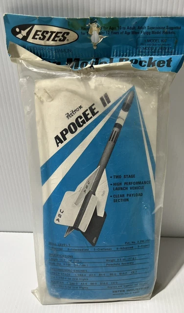 VINTAGE SEALED ESTES Apogee 2 Flying Model Rocket Level 3,Model #1205 ...