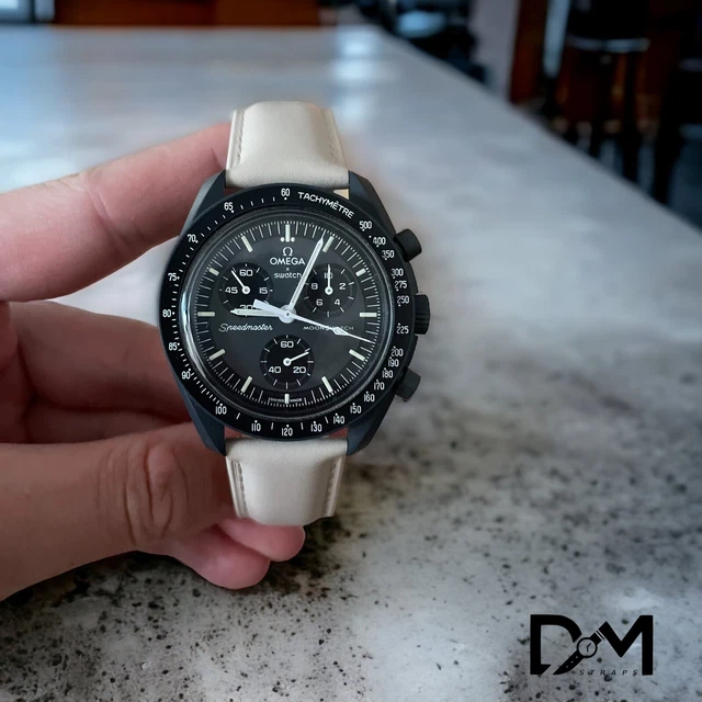 OMEGA X SWATCH Moonswatch - LIGHT BEIGE LEATHER STRAP ONLY (WATCH NOT ...