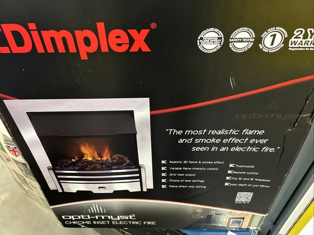 DIMPLEX OPTI-MYST EFFECT Electric Fire Inset 2kW Chrome RTOPI20CH Grade ...