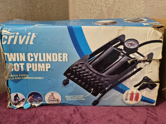 CRIVIT TWIN CYLINDER Foot Pump - Boxed, VGC - Tyres, Balls, Airbeds £11 ...
