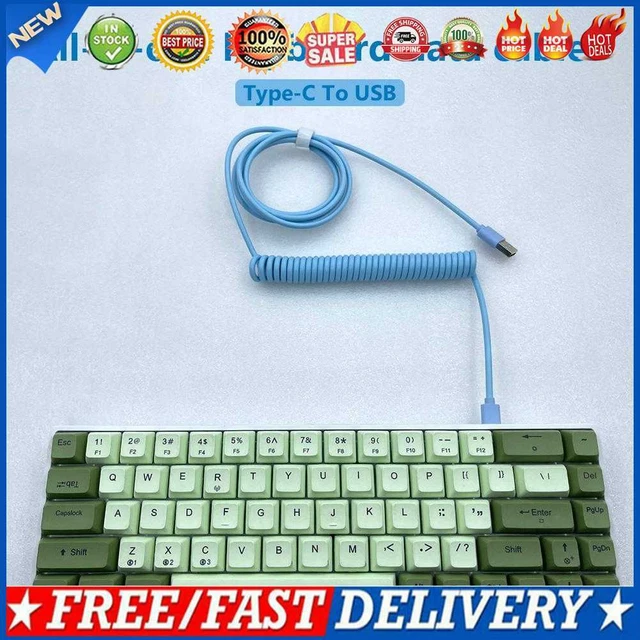COMPUTER MECHANICAL KEYBOARD Data Cable Coiled Aviator Wire Type-C to ...