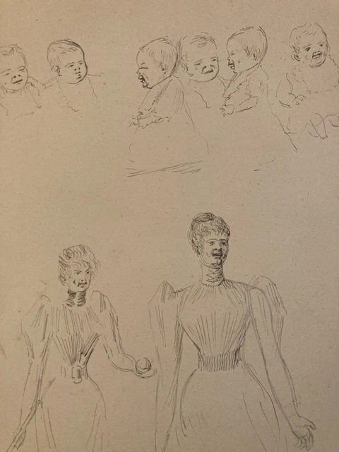 VERY NICE DRAWING Antique Ink Child Baby Portrait Character Xixth to ...