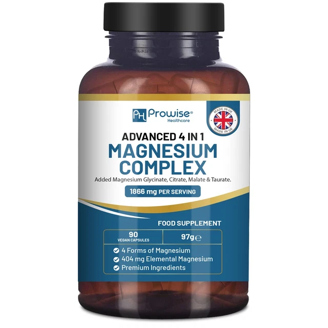 MAGNESIUM GLYCINATE 4-IN-1 Complex 1866mg - High Strength Magnesium 90 ...