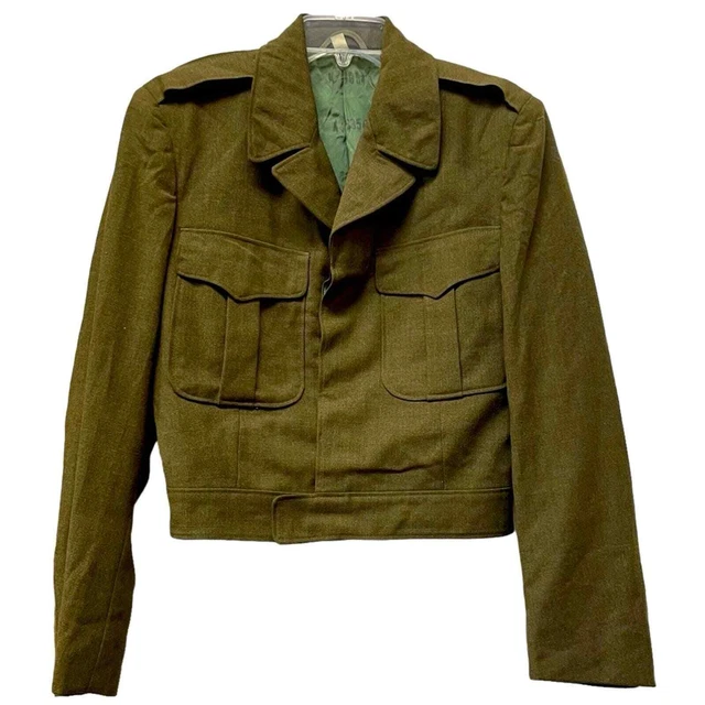 VINTAGE 1944 WW2 US Army Olive Green Wool Ike Field Jacket Mens 38R ...