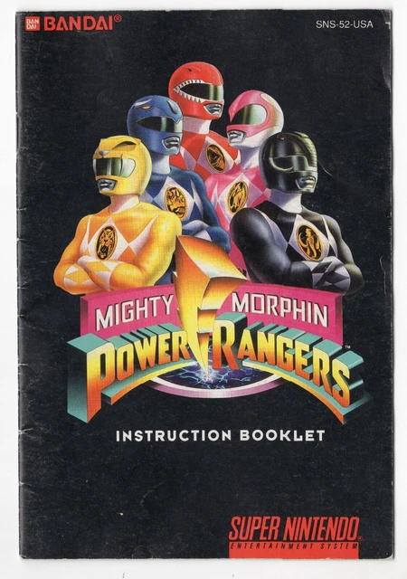 MIGHTY MORPHIN POWER Rangers Genuine Super Nintendo SNES Instruction ...