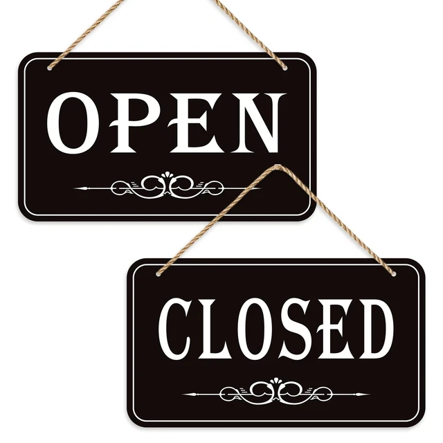 DOUBLE SIDED OPEN Closed Sign Business Open and Closed Hours Flip Sign ...