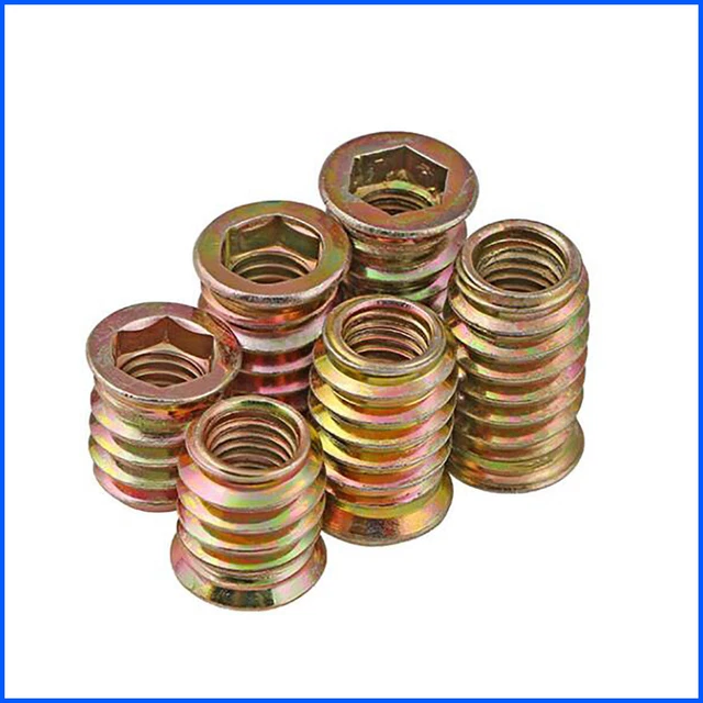 M6 M8 M10 Hex Socket Insert Nuts In/Out Threaded for Wooden Furniture ...