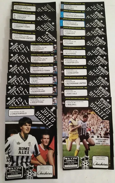 22 X NOTTS County Home Game Football Programmes 1987-88 Season-Cup-Play ...