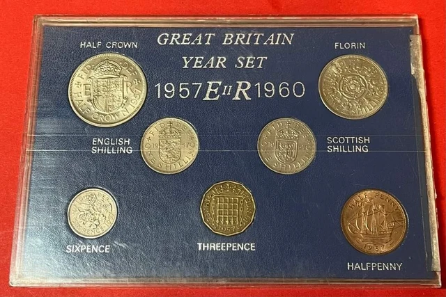 GREAT BRITAIN 1957 Coin Set In Vintage Sandhill Case £20.00 - PicClick UK