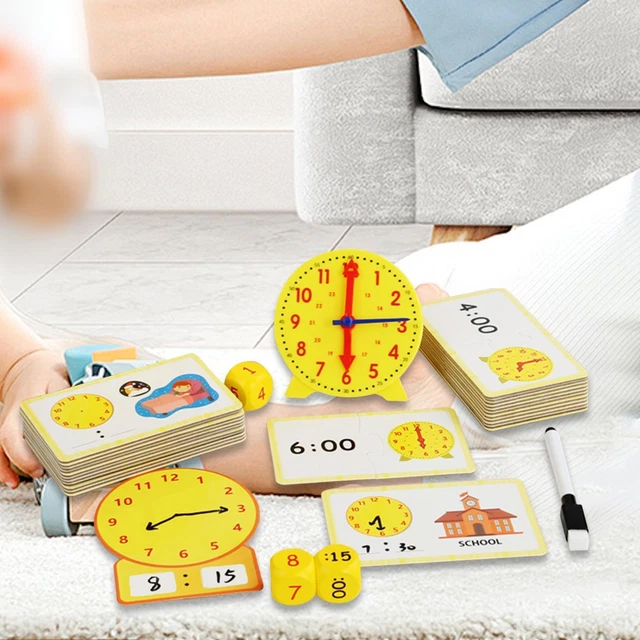 KIDS TELLING TIME Practice Clock Educational for Children Kindergartner ...