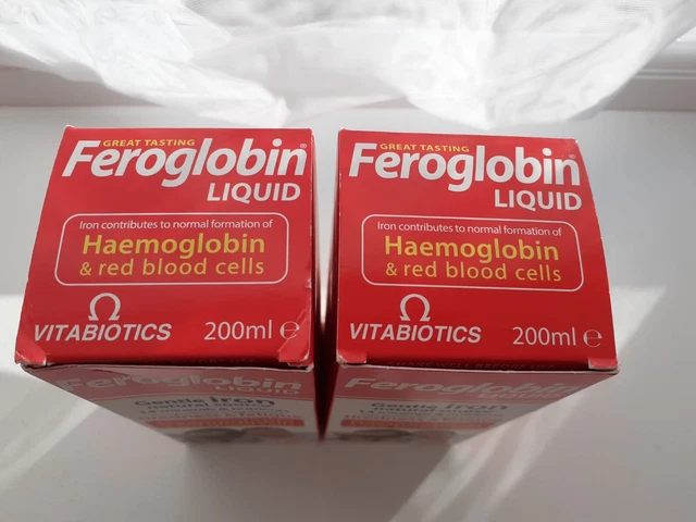 2 X VITABIOTICS Feroglobin LIQUID Gentle Iron & 14 minerals 200 ml. EXP ...