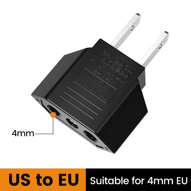 4.0MM US TO EU Converter Plugs European EU to US America Travel Plug ...