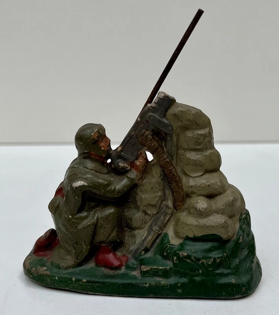 SOLDAT MITRAILLETTE ANTI aérienne - Platre & Farine 1930’s - Bon état ...
