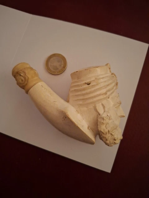 MEERSCHAUM PIPE À fumer en écume de mer sculptée, tête de sultan, tabac ...