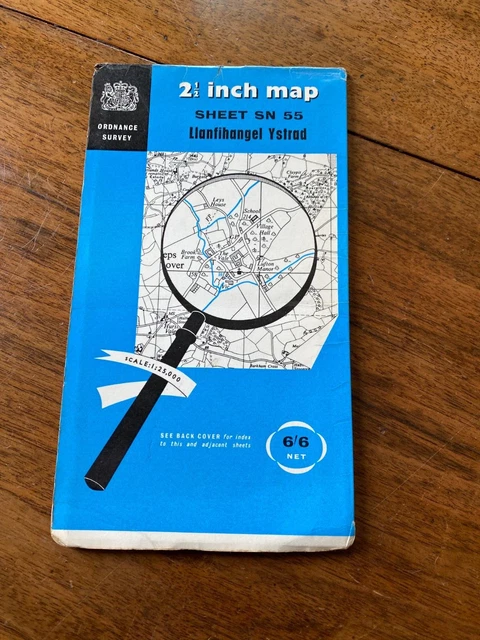 VINTAGE ORDNANCE SURVEY 2.5 Inch Map Sheet SN55-Llanfihangel Ystrad $6. ...