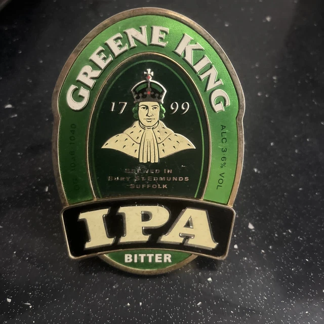 VINTAGE GREENE KING IPA Sign TRADITIONAL BEER PUMP CLIP BADGE ,FONT, £8 ...