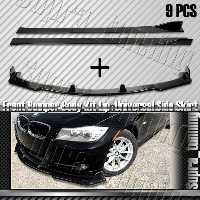 FRONT BUMPER SPLITTER Lip + Side Skirt Rocker Splitter For BMW E90 4DR ...