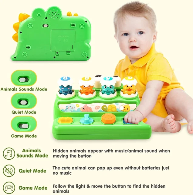 POP UP ANIMAL Toys with Music & Light，Dinosaur Musical Toys for Toddler ...