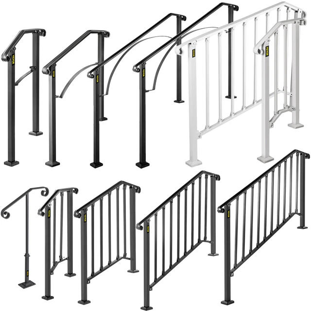VEVOR WROUGHT IRON Handrail For 1 to 5 Steps Adjustable Safety Outdoor ...