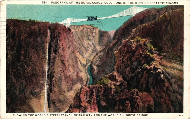 1932 STEEPEST INCLINE Railway Royal Gorge Colorado CO Vintage Postcard ...