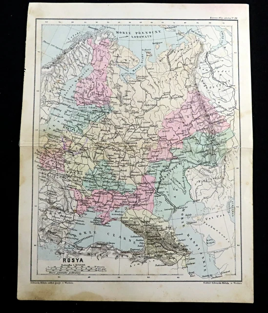 MAP OF UKRAINE Russia Eastern Europe Kiev Crimea Moscow POLISH Antique ...