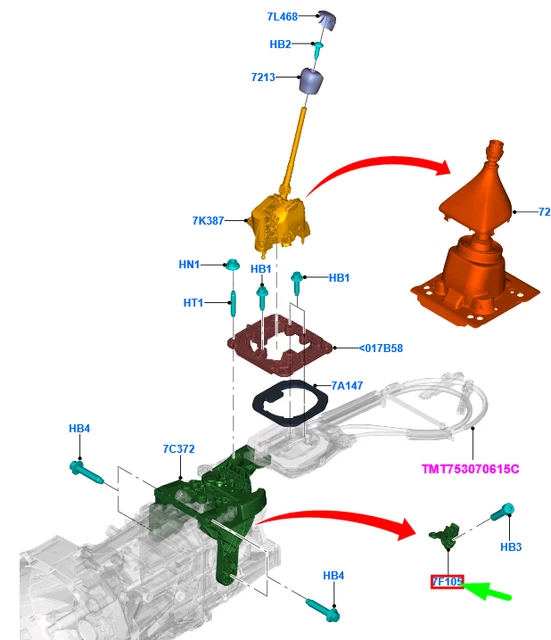 FORD RANGER T6 MK1 Gear Shift Control Block Lever 1907086 NEW GENUINE £ ...