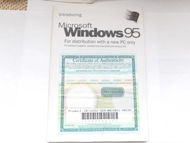 MICROSOFT WINDOWS 95 manual and code £10.79 - PicClick UK