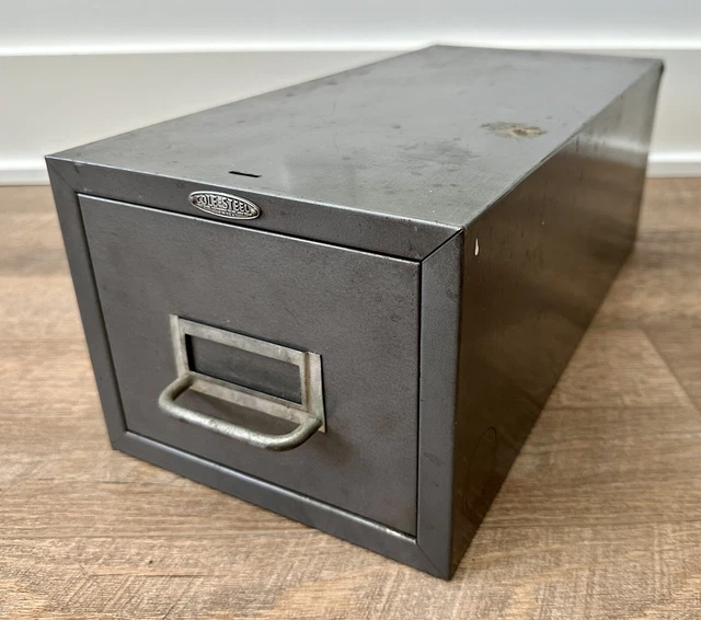 VTG COLE-STEEL 1-DRAWER Industrial Metal Card File Filing Cabinet w ...