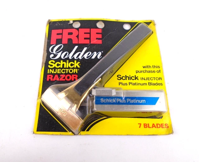 VINTAGE GOLDEN SCHICK Injector Razor 7 Platinum Blades NOS $41.65 ...