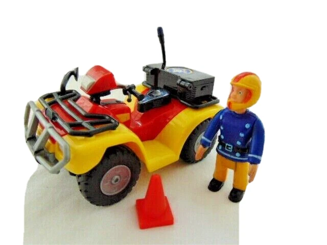 FIREMAN SAM IN Crash Helmet Posable Figure With Rescue Quad Bike And ...