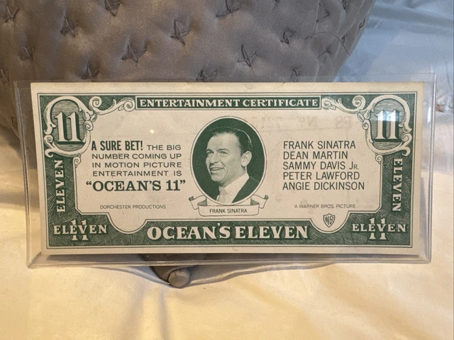 RARE ORIGINAL FRANK Sinatra Ocean's 11 Dollar Bill Movie Campaign Money ...