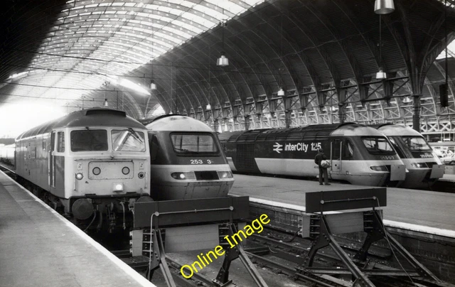 RAILWAY PHOTO VIEW of HSTs and Class 47 at Buffer Stops Paddington 11/4 ...